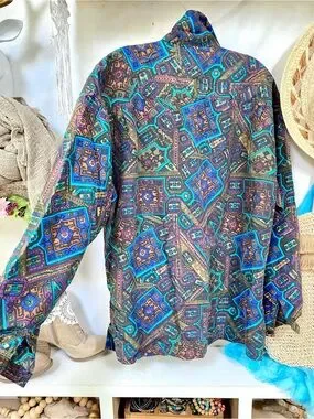 Tops | Rare Bogari Silk Boho Blousecover Up W Gypsy Resort Vacay Beach ...